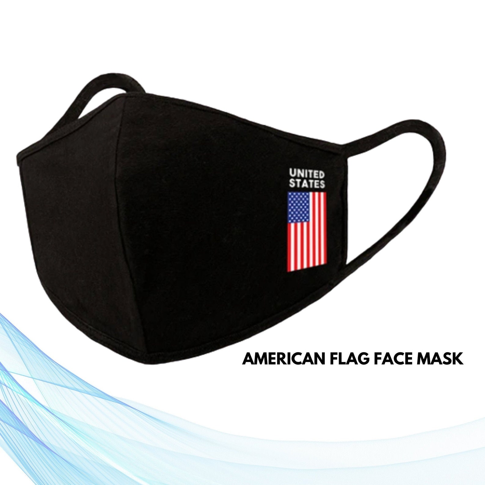 Black American US Flag Face Mask Reusable Washable Cover Face - Etsy