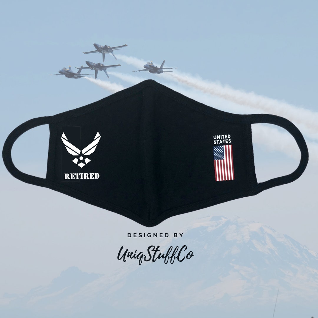 USAF Air Force Retired Face Mask & American Flag Face Mask - Etsy
