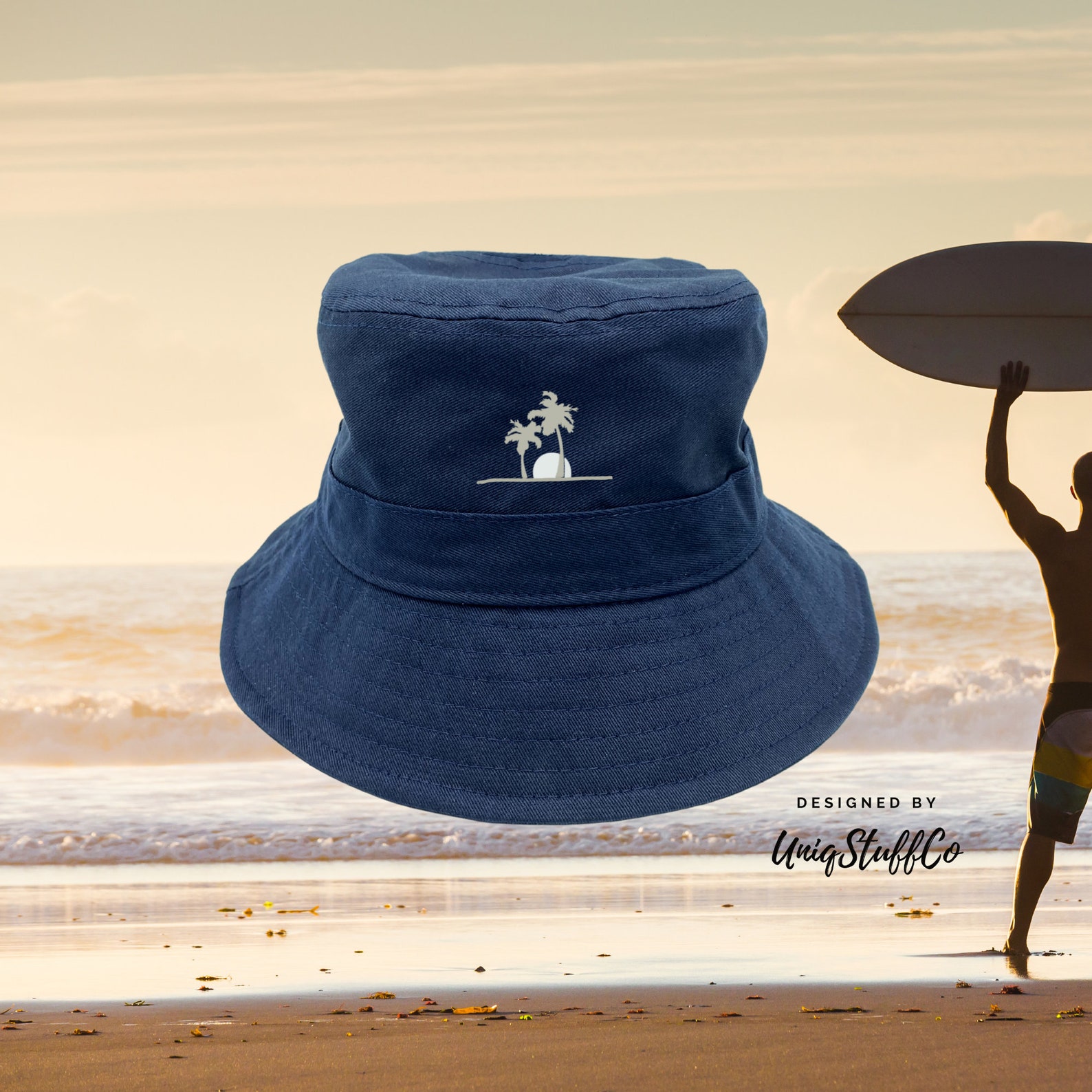 Palm Tree Bucket Unisex Hat Trendy Outdoor Summer Beach Urban Leisure ...