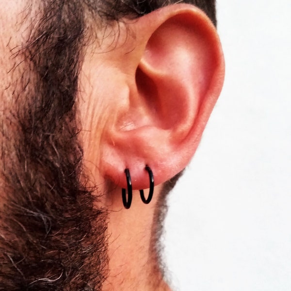 Black Hoop Earrings - Etsy