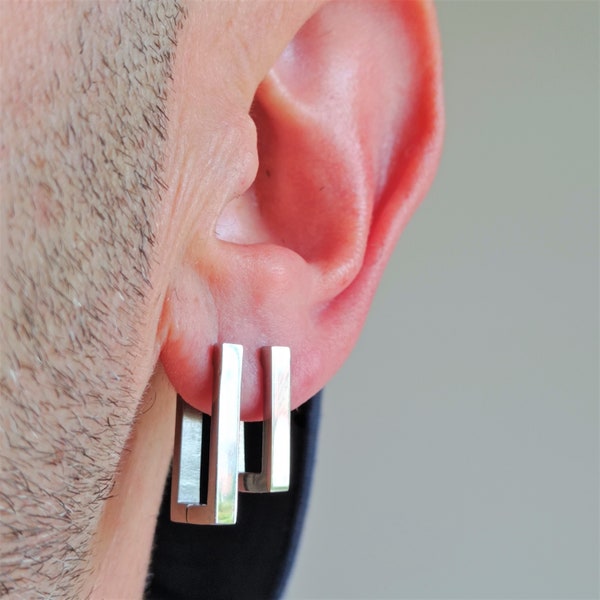 Stainless Rectangular Hoop Earrings - Etsy