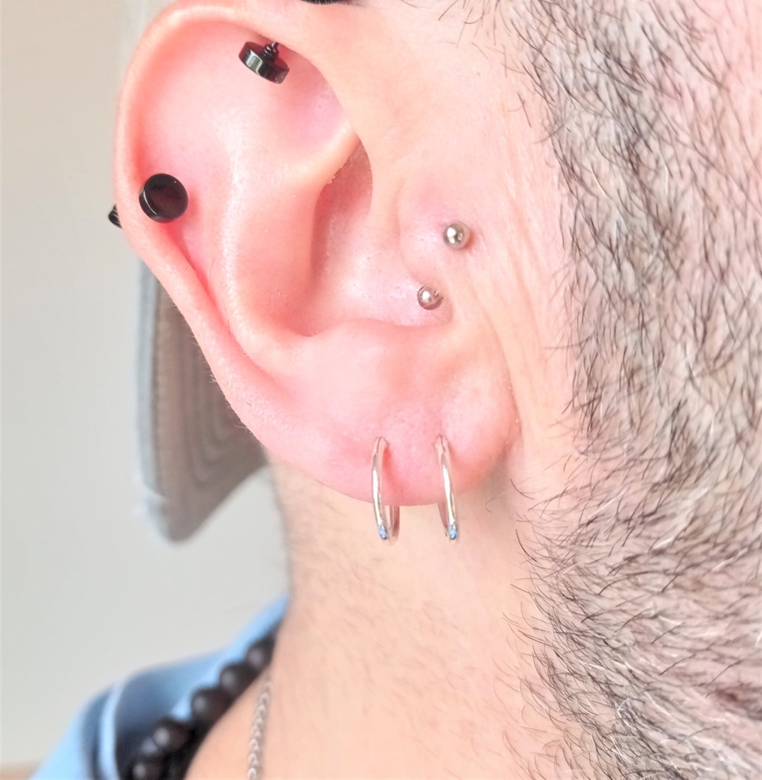 925 Sterling Silver Hoop Earrings for Men - 12mm - Etsy