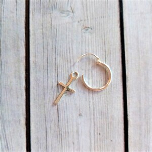 Silver Sterling Hoop Cross Silver 925 Men Hoops With Cross - Etsy