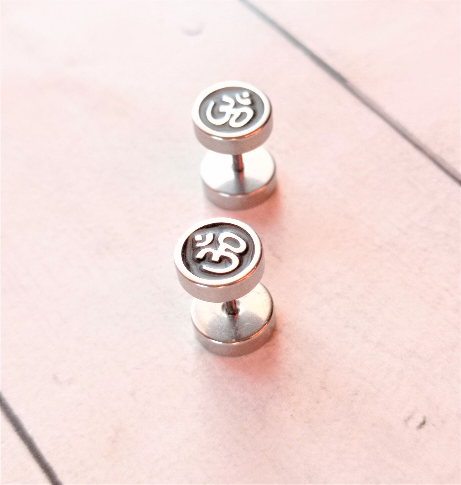 Steel Earring With Om Symbol / Om Symbol Earring / Om for Man - Etsy