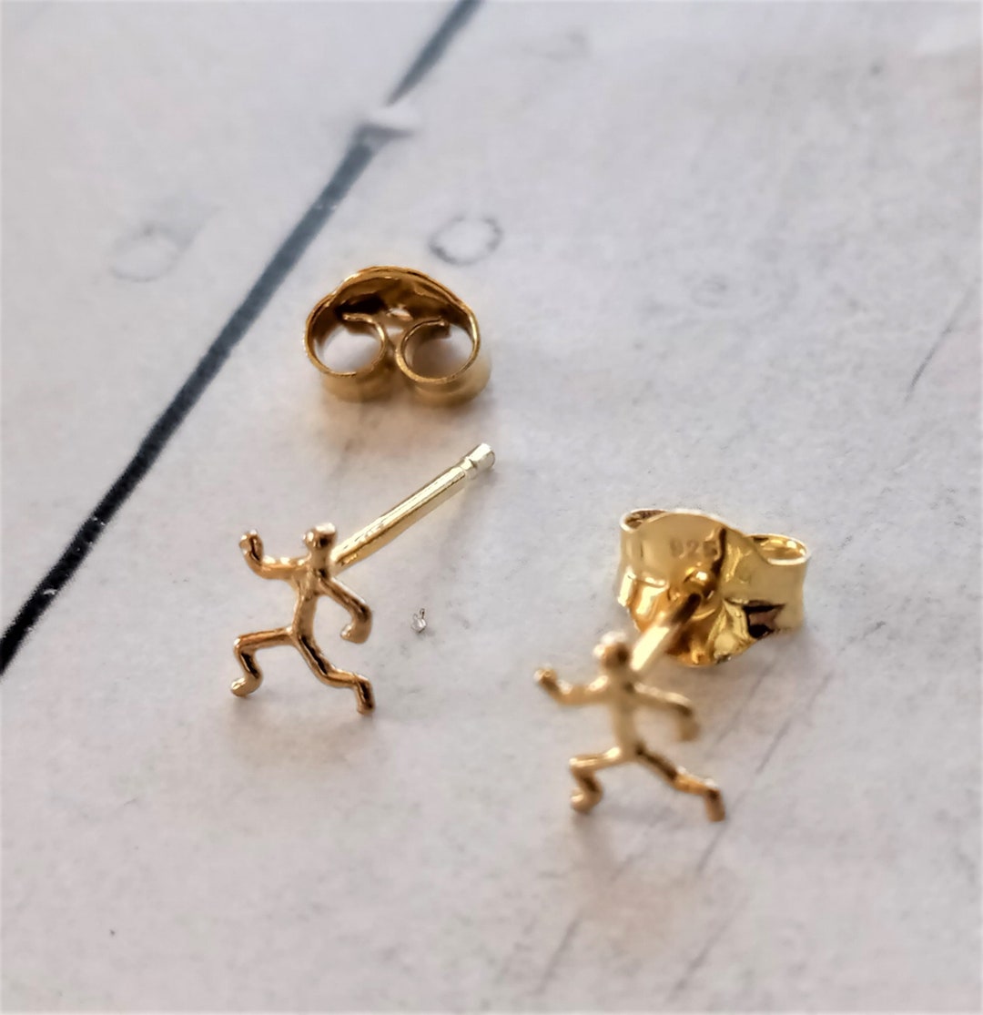 Marathon Runner Earring in Sterling Silver With Double Final 24 Carat ...