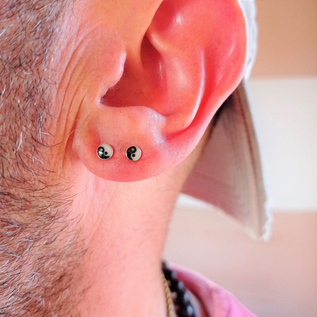 Yin Yang Earring in 929 Sterling Silver With Pressure Closure · Silver ...