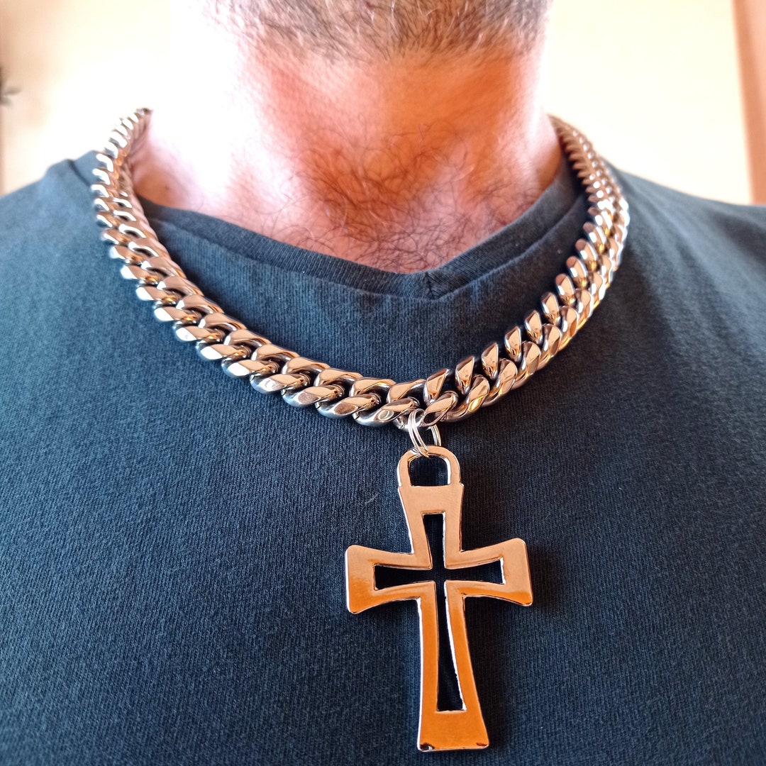 Extra Wide Cross Necklace Polished Finish - Etsy