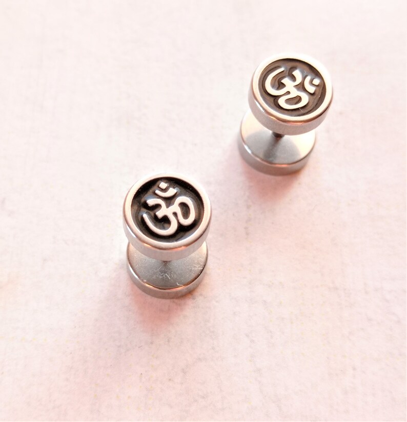 Steel Earring With Om Symbol / Om Symbol Earring / Om for Man | Etsy