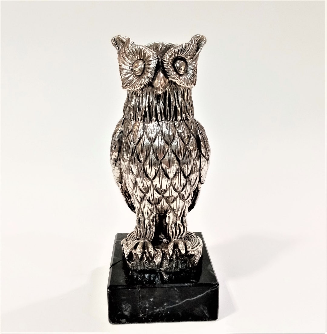 Handcrafted Sterling Silver Owl Sculpture - Symbolic Totem Owl Art - Etsy