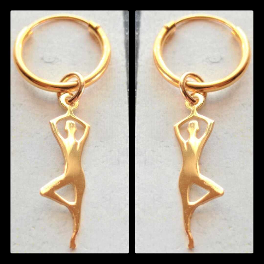 Yoga Symbol Earring in 925 Sterling Silver With Double 18-carat Gold ...