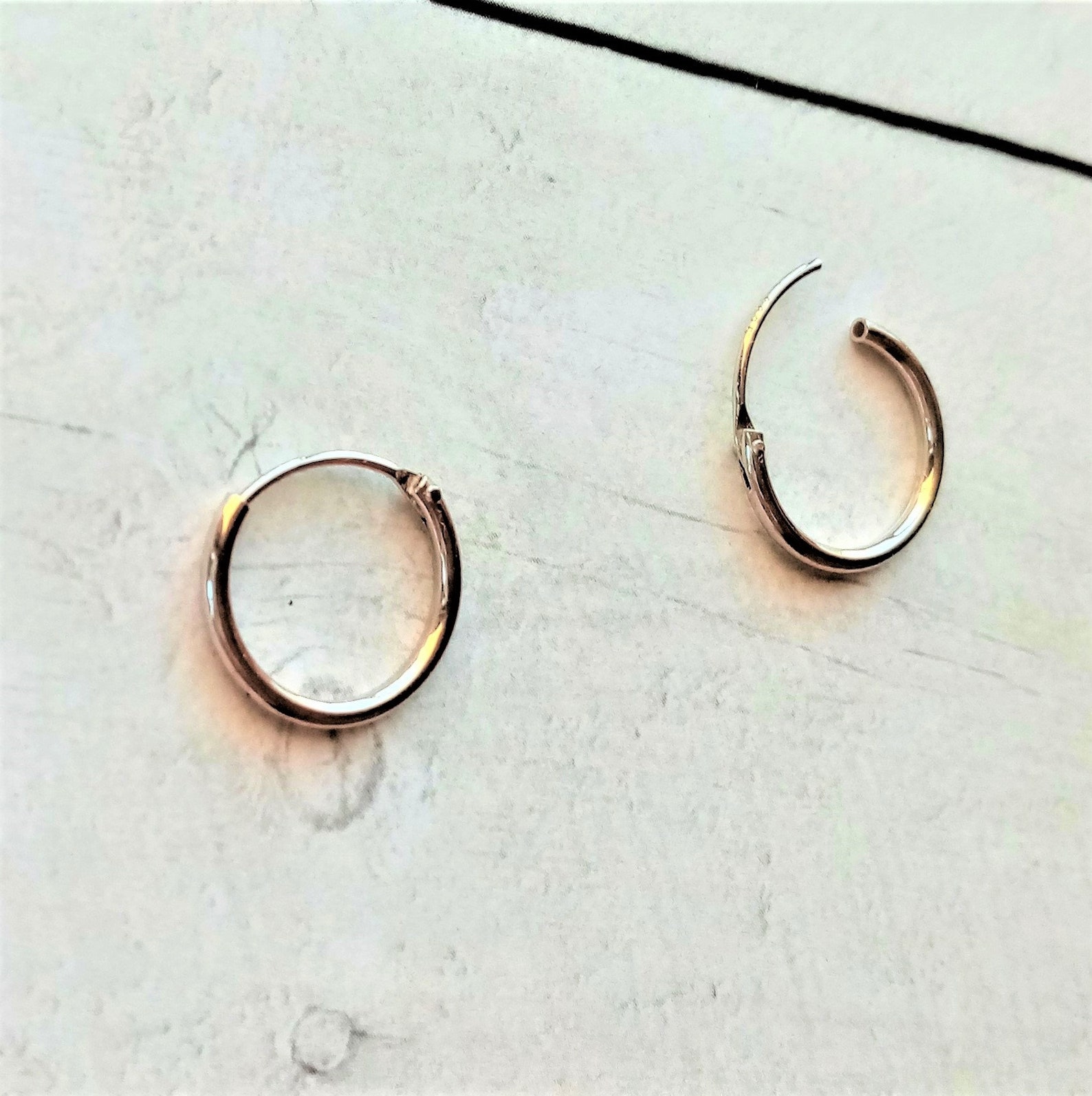 Silver hoop for men 12 mm / Double silver hoop for men / | Etsy