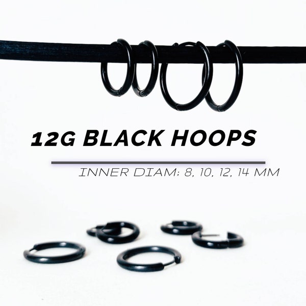 Black Hoop Earrings - Etsy