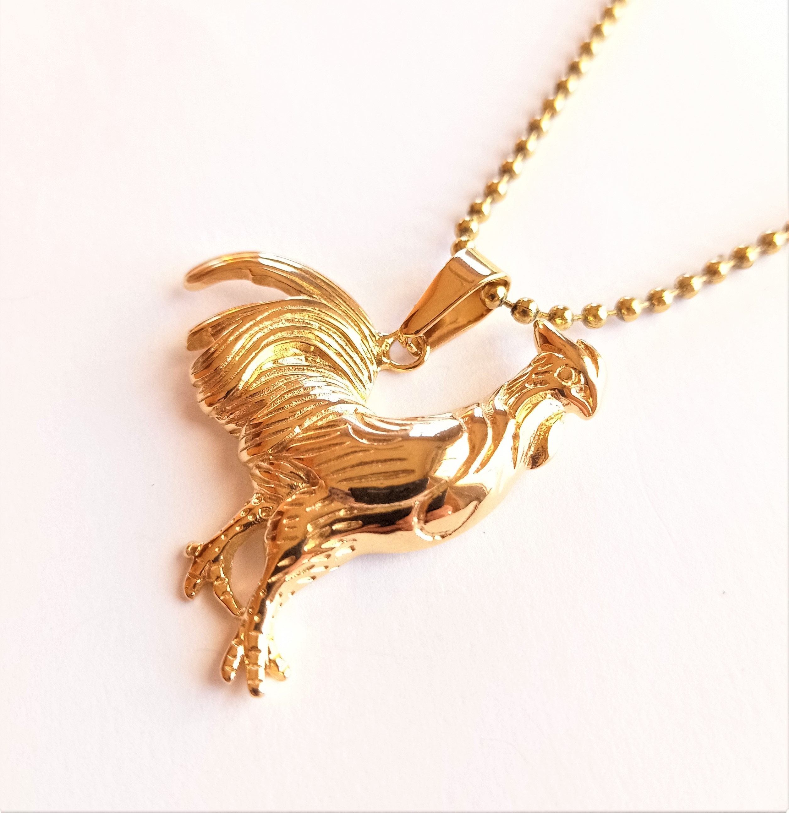 Rooster Pendant in 18 Carat Solid Gold / Solid Gold Pendant - Etsy