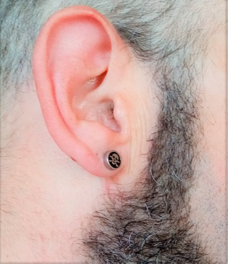 Pirate Earring for Men Made of Stainless Steel With Skull | Etsy