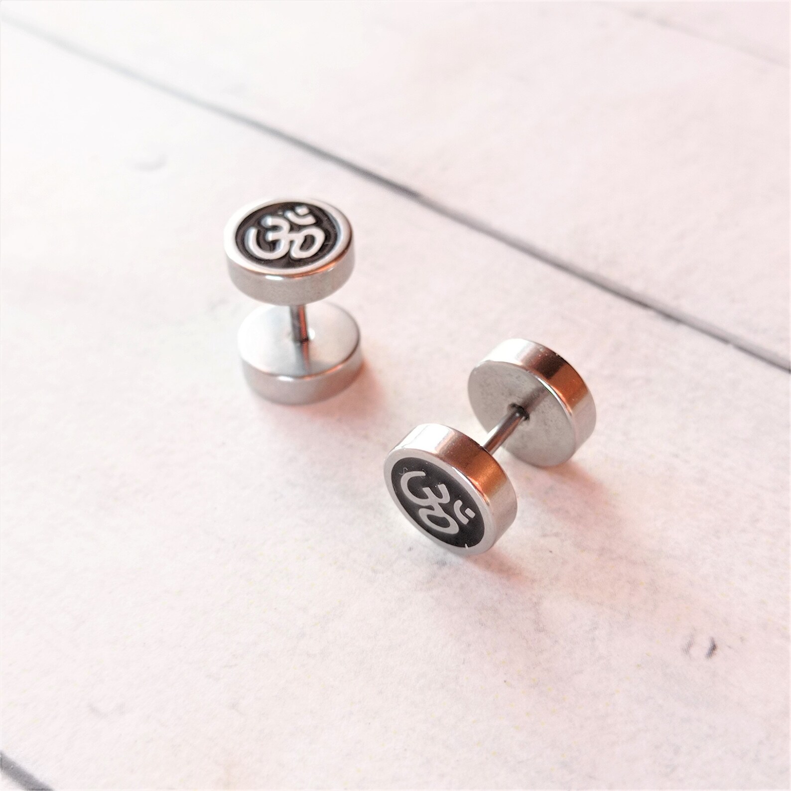 Steel Earring With Om Symbol / Om Symbol Earring / Om for Man - Etsy