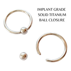Implant Grade Titanium Captive Bead Ring 16G 10mm Ear Daith Nose Ball ...