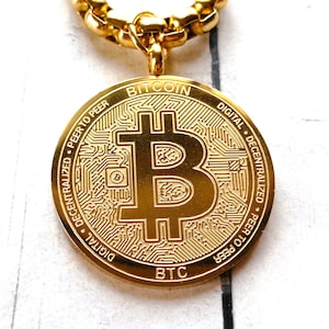 Bitcoin Symbol Pendant in Golden Extra Wide Necklace. - Etsy