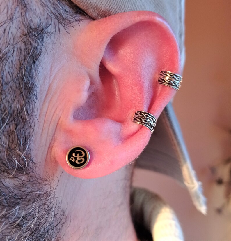 Steel Earring With Om Symbol / Om Symbol Earring / Om for Man | Etsy