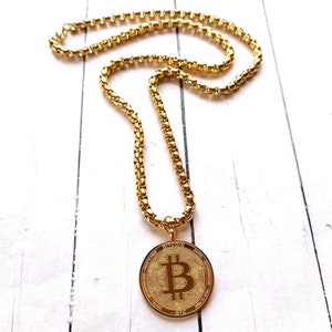 Bitcoin Symbol Pendant in Golden Extra Wide Necklace. - Etsy