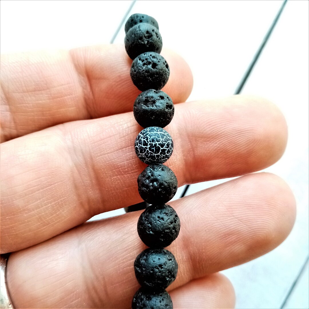 Natural Volcanic Lava Balls Bracelet for Men - Etsy