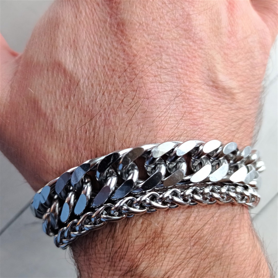 2 Extra Wide Steel Bracelets / XXL Caliber Minimalist Bracelet Set - Etsy