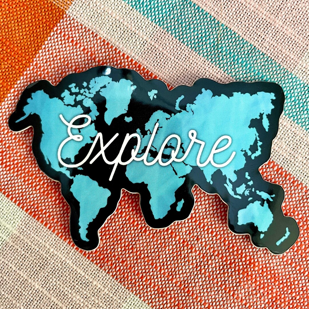 Explore World Map Sticker - Etsy