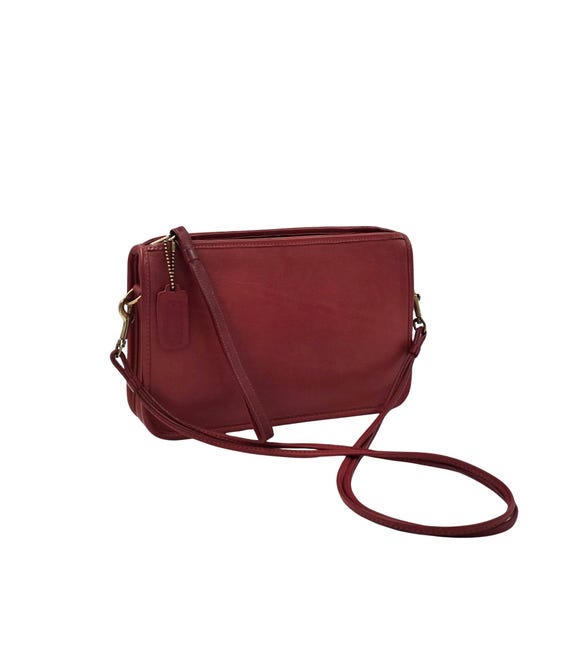Vintage COACH NYC Red Leather Basic Bag | Zippered Cl… - Gem