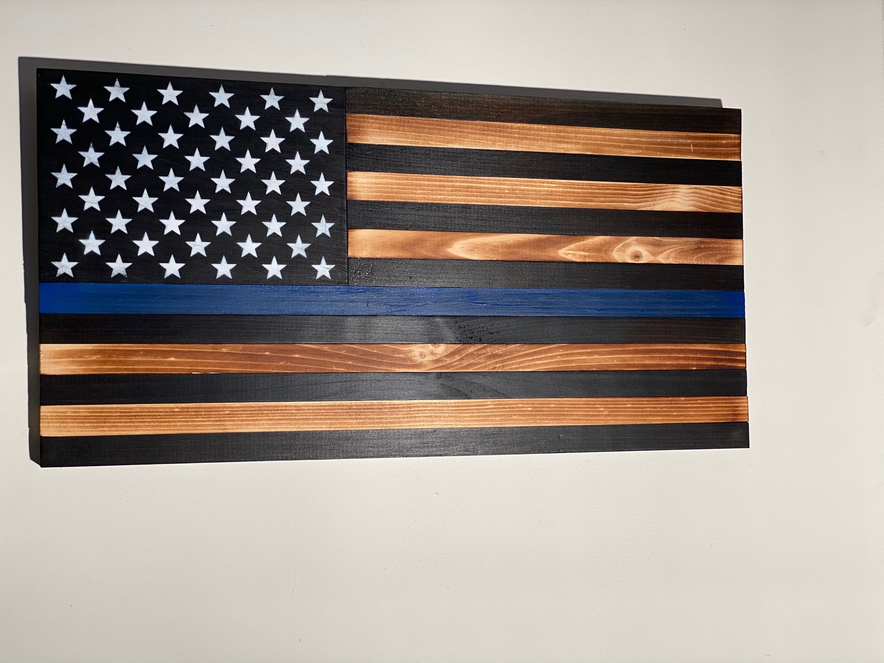 Thin Blue Line Police Rustic Wood American Flag Rustic Flag - Etsy