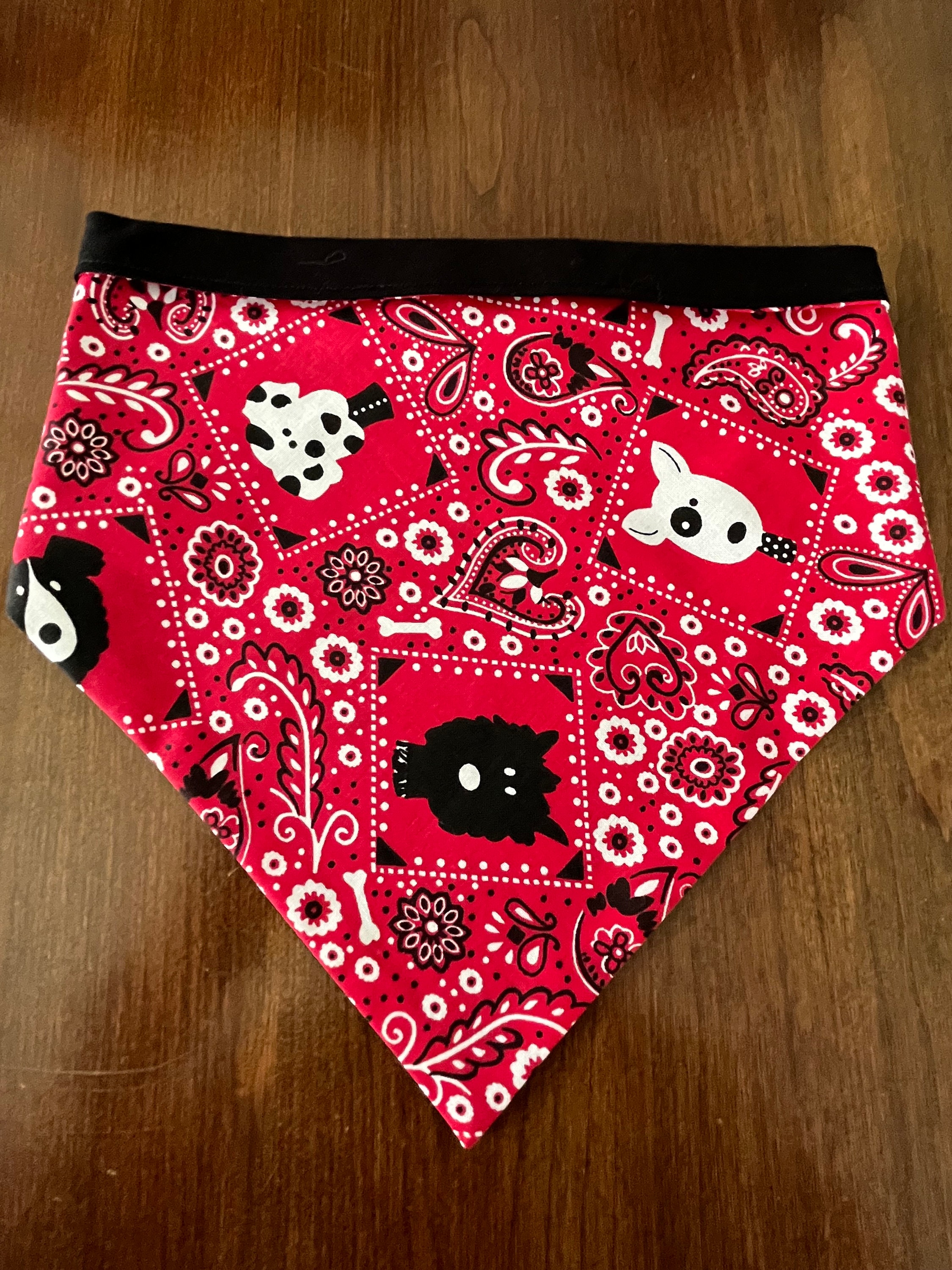Handmade Red Dog Bandana: Cotton Puppy Scarf With Side Release Clip - Etsy