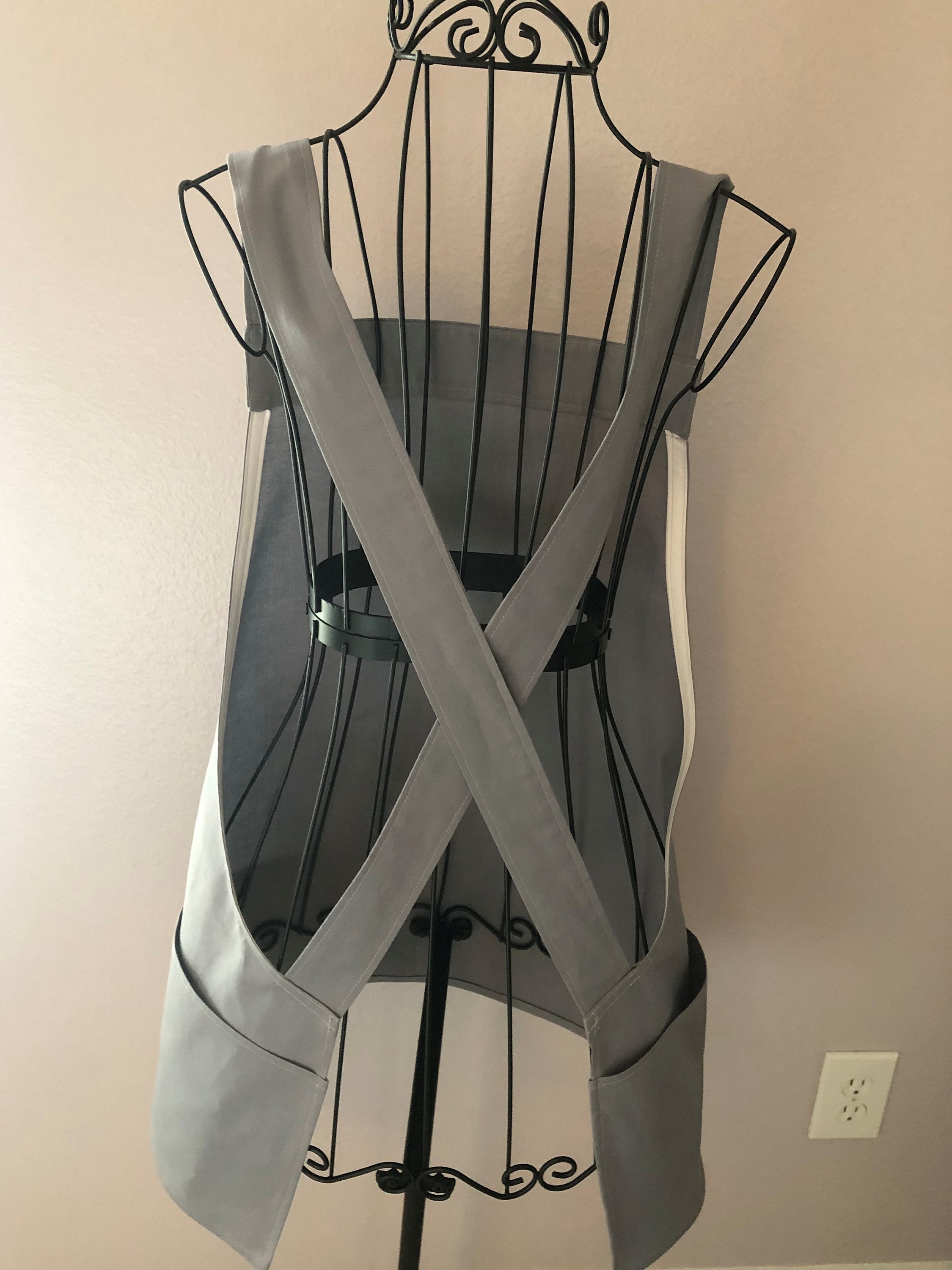 Cross Back Apron: Hip Length Smock With Straps - Etsy