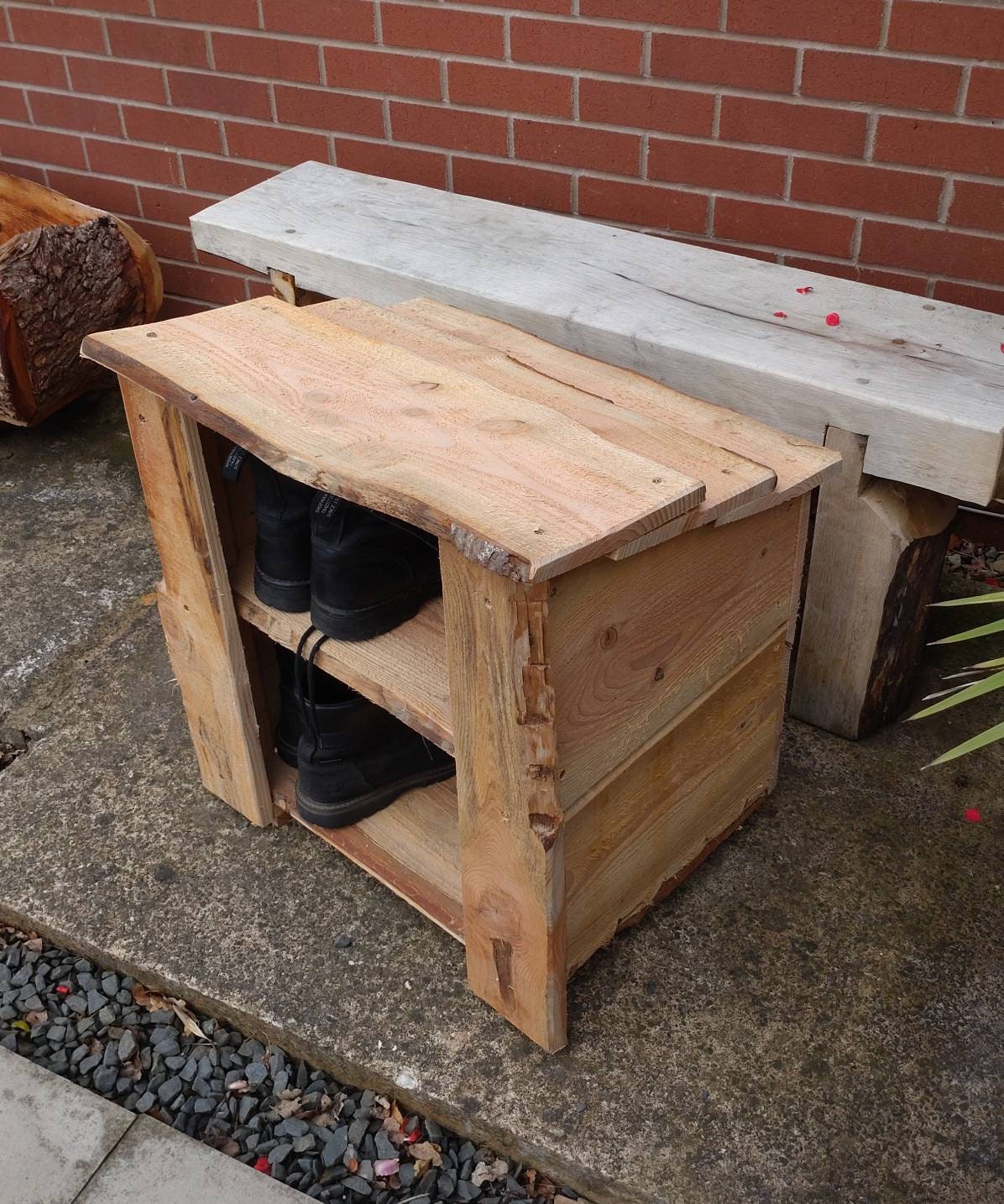 Natural Rustic Wooden Wood Tall Shoe Shed Shelter Boot Trainer Storage ...