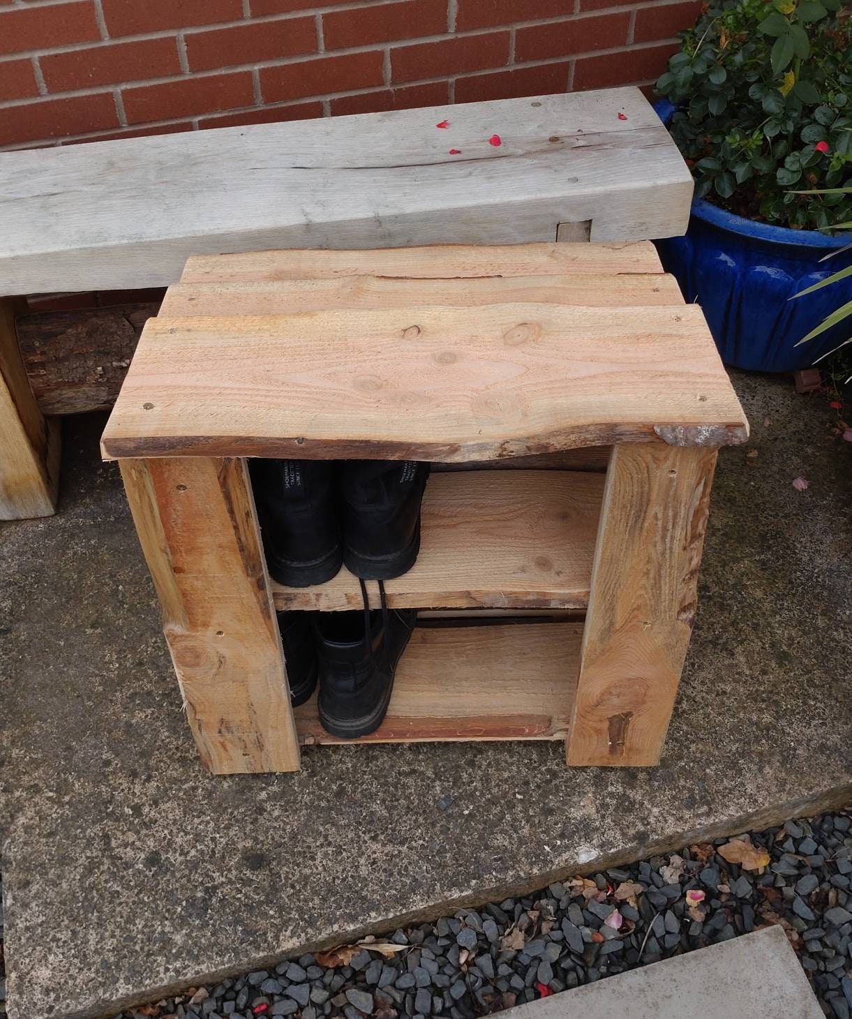 Natural Rustic Wooden Wood Tall Shoe Shed Shelter Boot Trainer Storage ...