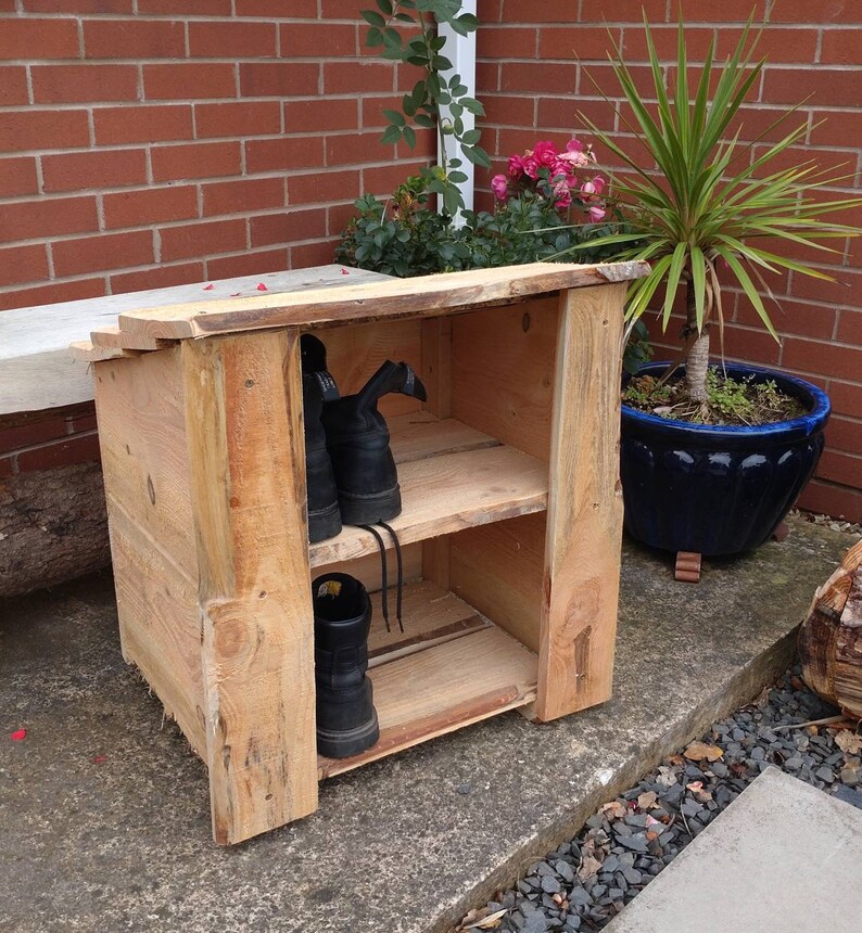 Natural Rustic Wooden Wood Tall Shoe Shed Shelter Boot Trainer Storage ...
