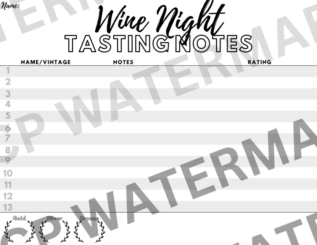 Wine Tasting Notes - Girls Night Drink Flights Printable Digital ...