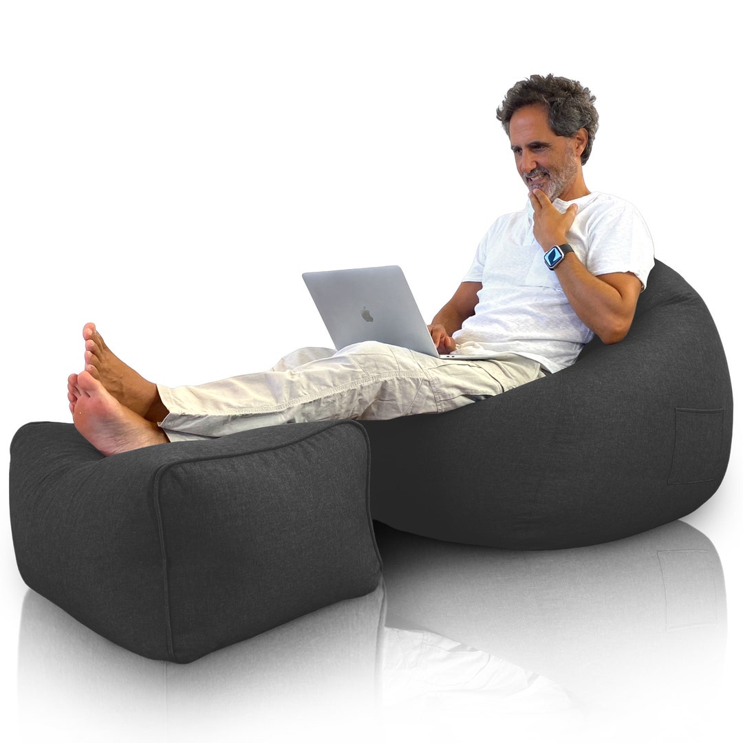Puff With Padding Included and Footrest Giant Bean Bag of - Etsy