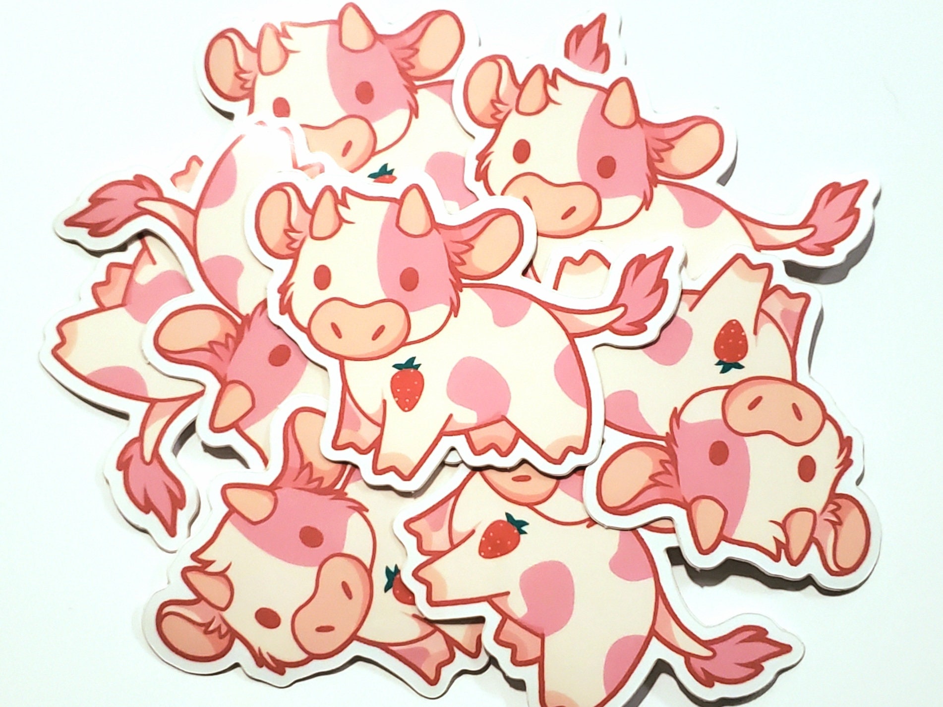 Strawberry Milkshake Cow Sticker Pillow Pets Cow Die Cut - Etsy
