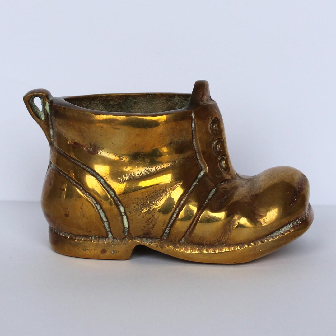 Vintage Brass Boot Sculpture 660 G – Solid Brass Shoe Figurine ...