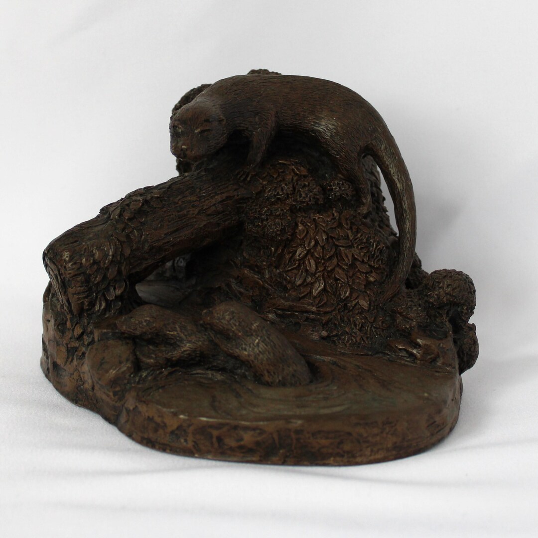 Cellini Arts Otter Family Figurine – Vintage Cold Cast Bronze Sculpture ...