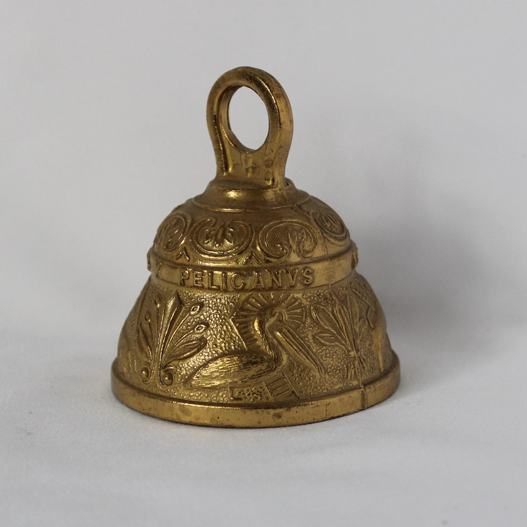 Vintage Brass Bell With Animals Decoration on It, Pelicanus, Leo ...
