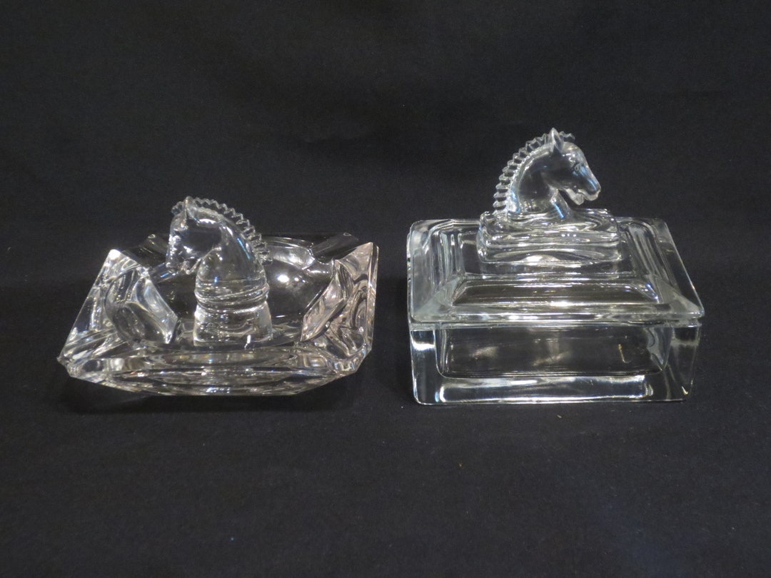 Heisey Horse Head Cigarette Box and Matching Ashtray - Etsy