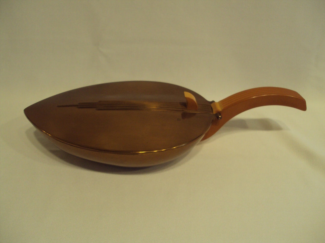 Chase Copper Art Deco Silent Butler With Butterscotch Bakelite Handle ...