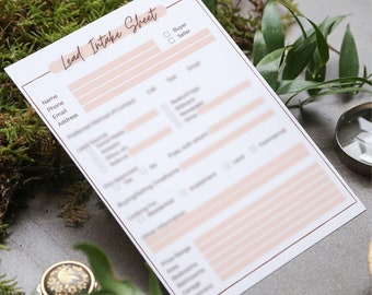 Lead Intake Sheet, Lead Form, Lead Tracking Forms, Real Estate Agent ...