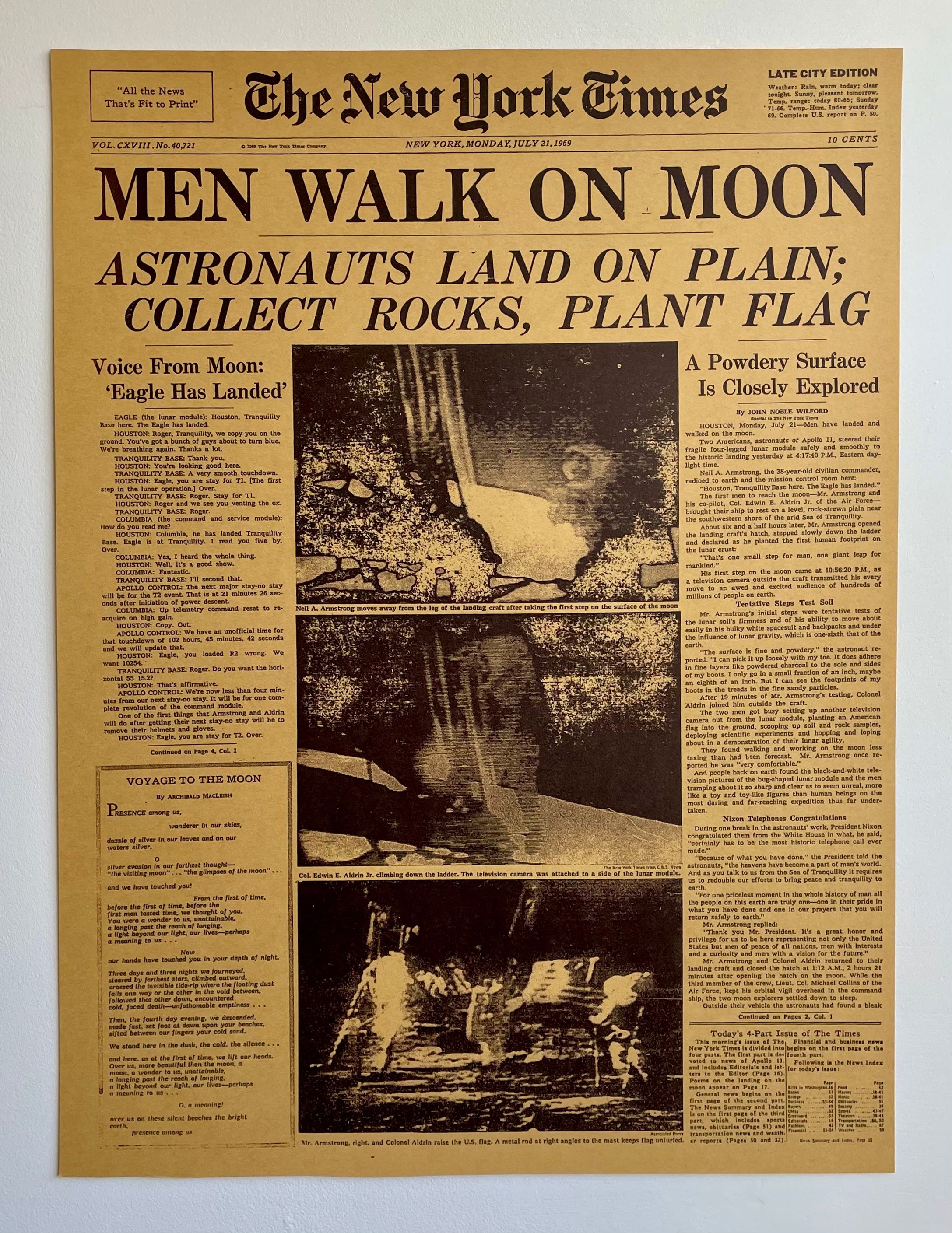 Man on the Moon Newspaper Poster | Etsy