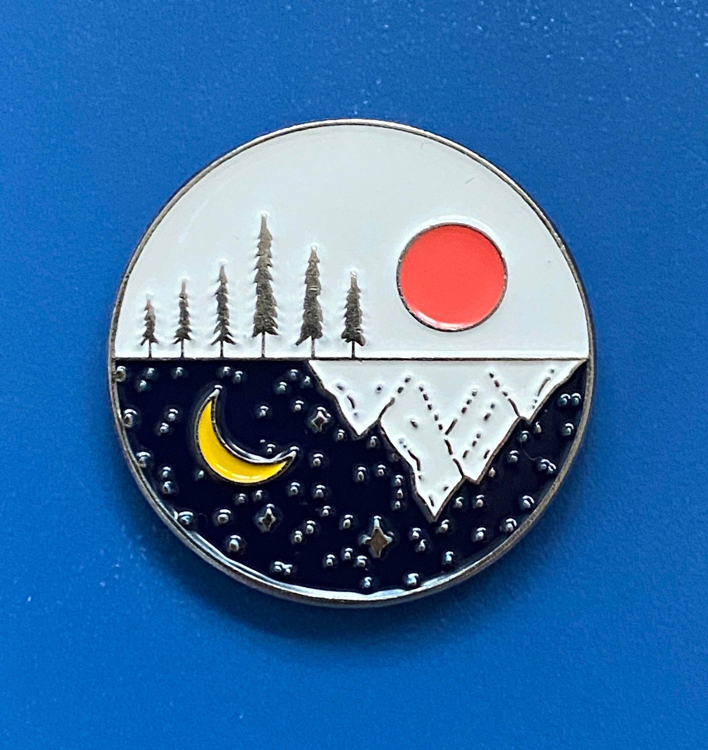 Starry Night Mountains Silver Enamel Pin | Etsy