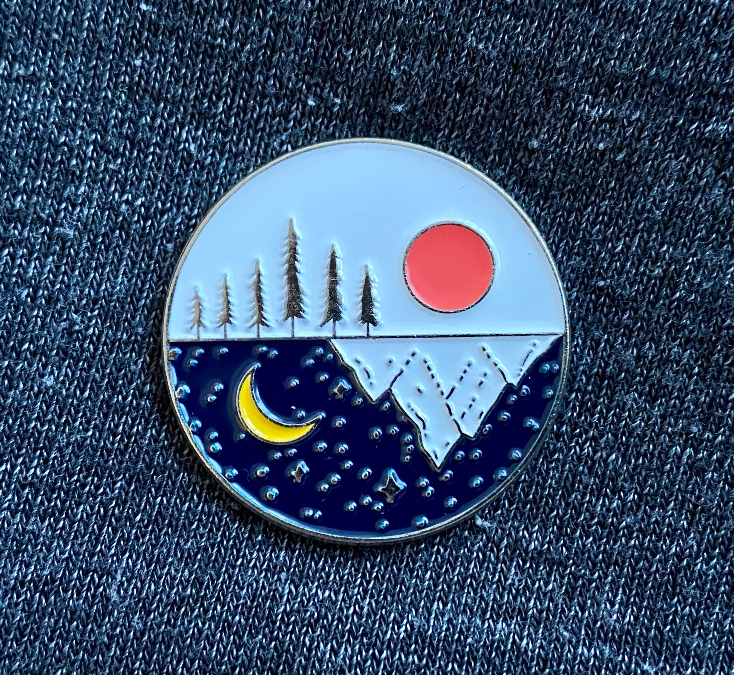 Starry Night Mountains Silver Enamel Pin | Etsy