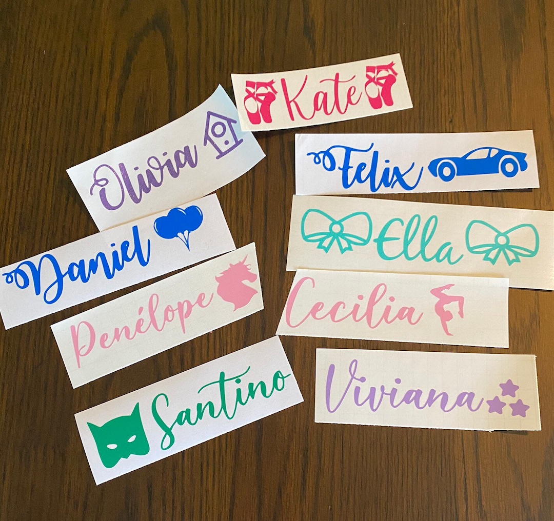 Custom Vinyl Name Decal With Symbols, Name Sticker, Cute for Kids ...