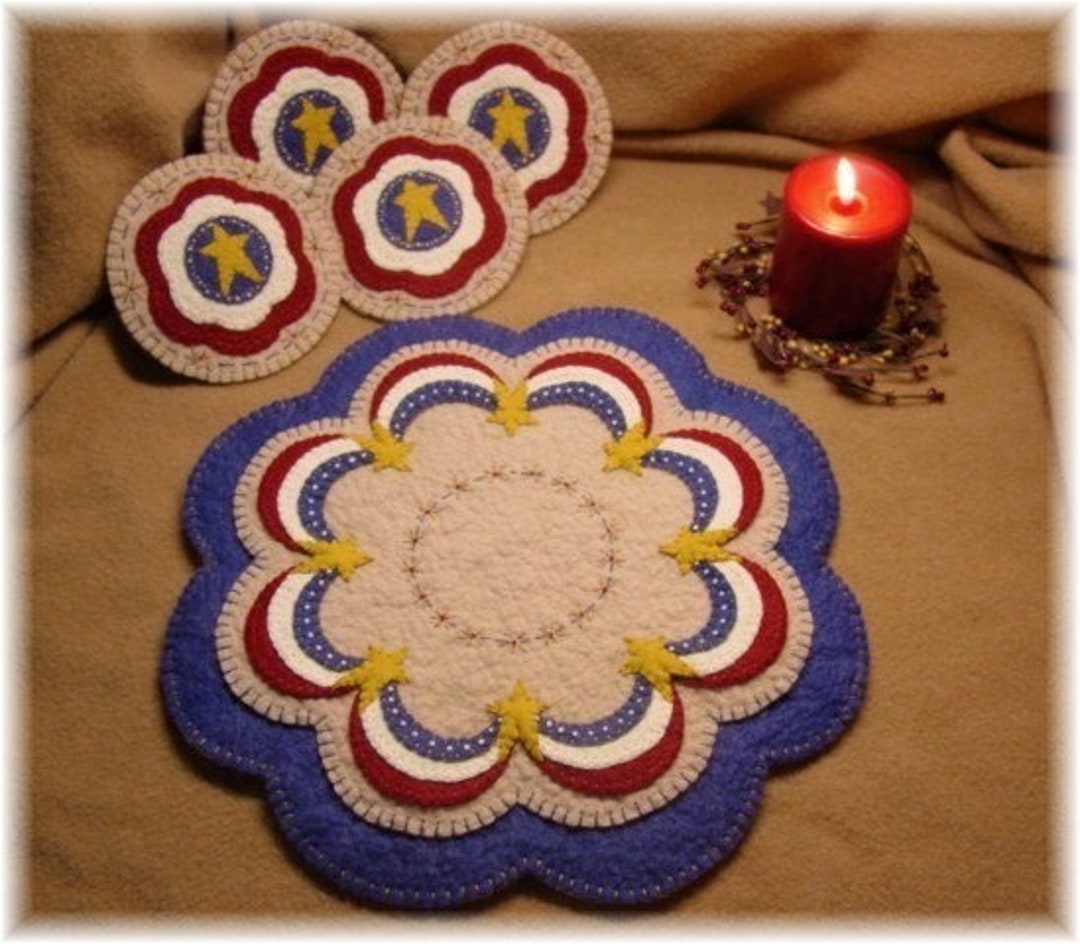 Pre-washed Wool Felt Penny Rug Kit God Bless America Penny Lane ...