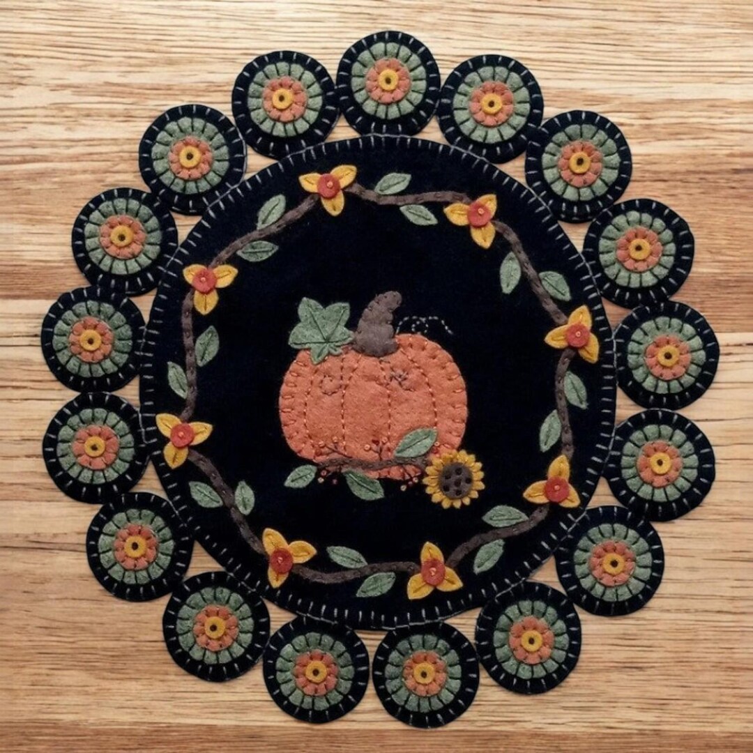 Pre-washed Wool Felt Penny Rug Kit - October's Gift - Penny Lane ...