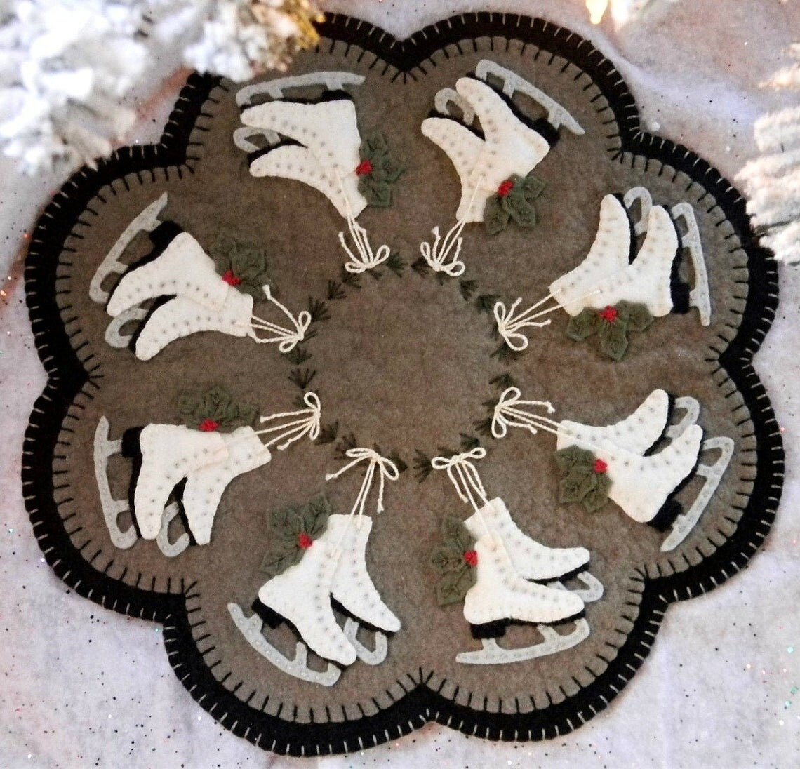 Pre-washed Wool Felt Penny Rug Kit Ice Skates Penny Lane | Etsy