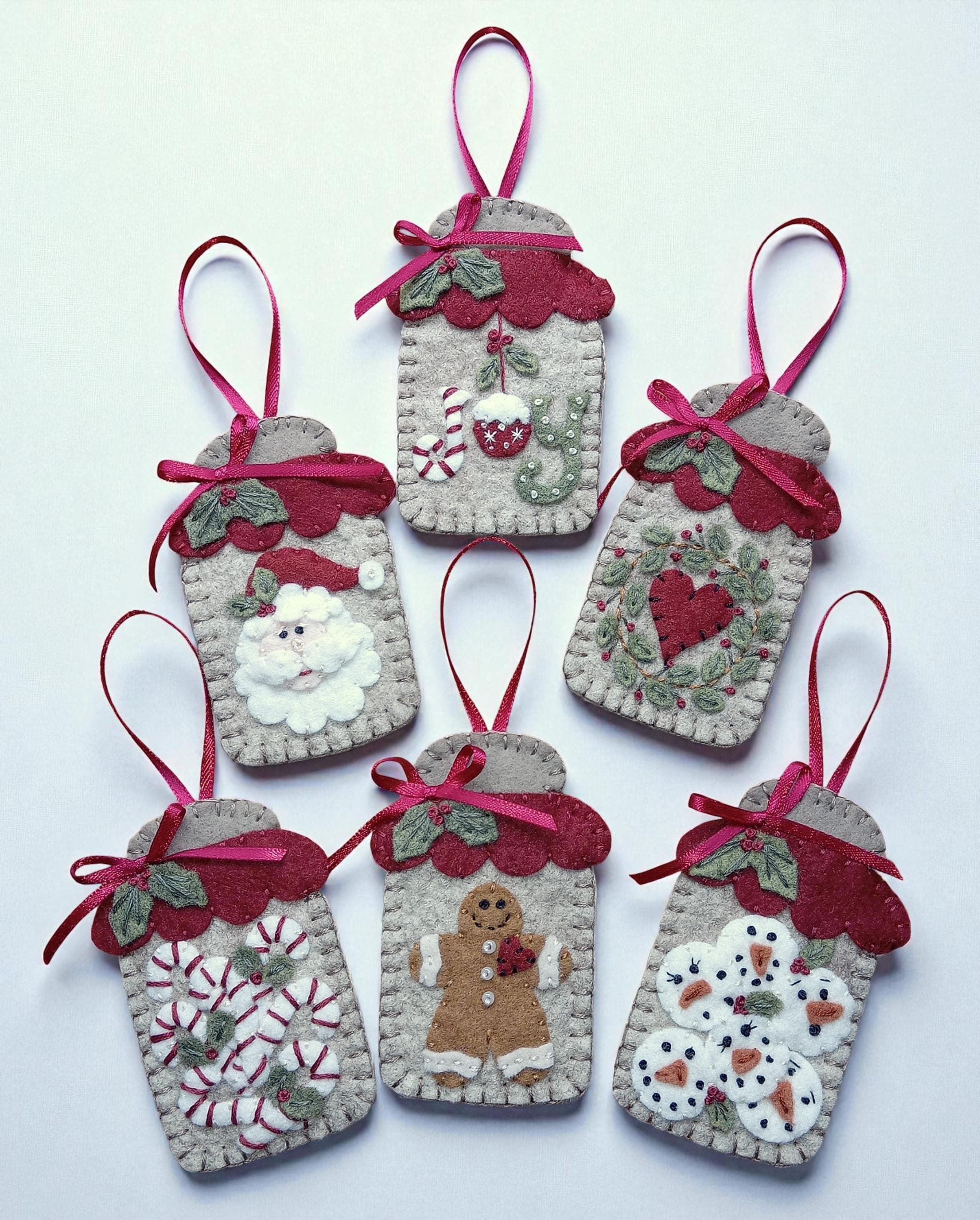 Homemade Holiday Wool Felt Kit – Pre-cut Wool Appliqué Ornaments – DIY ...